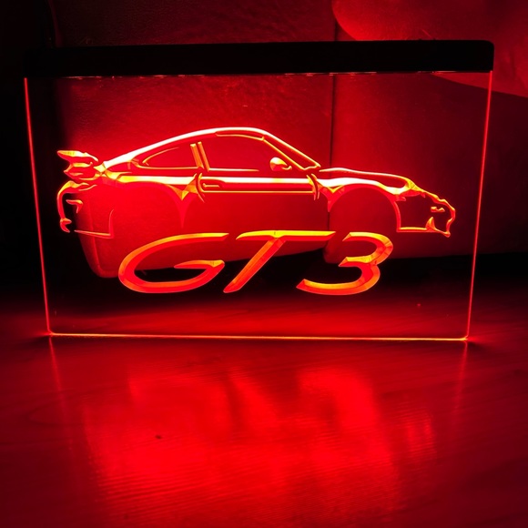 Other | Porsche Gt3 Led Neon Red Light Sign 8x12 | Poshmark